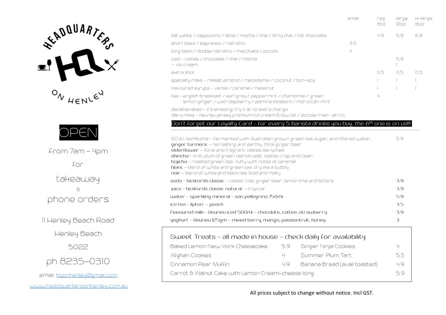 HQ Menu Brochure-1 - HeadQuarters On Henley | HQ On Henley